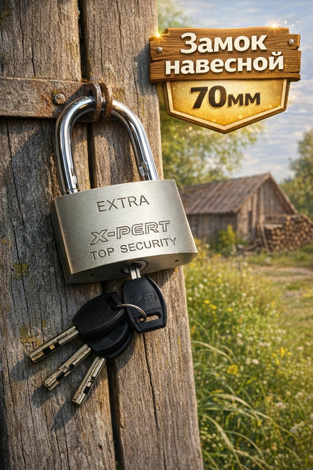 Замок навесной с ключами 70мм