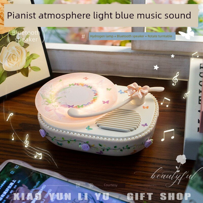 Ретро Bluetooth колонка с атмосферной подсветкой коралловый розовый, декор для самостоятельной сборки, подарочная