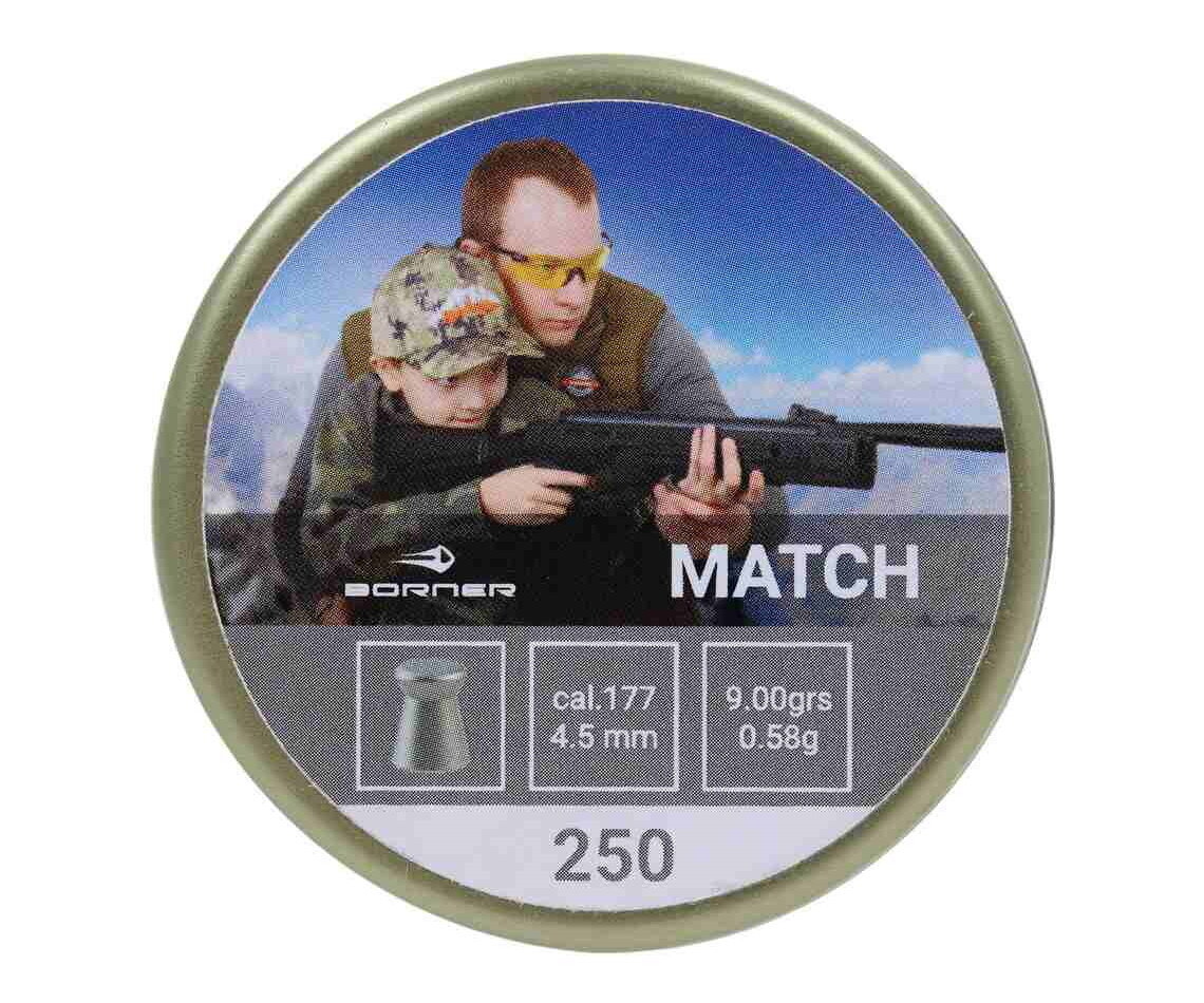 Пули Borner "Match", для пневматики, 4,5 мм, 0,58 гр, 250 шт.