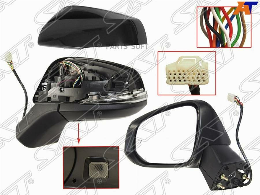 Зеркало Toyota RAV4 (XA50) 18- (Слева/ Обогрев/ Регулировка/ Повторитель поворота/ Слепая зона/ Подс SAT ST-16-0023 | цена за 1 шт