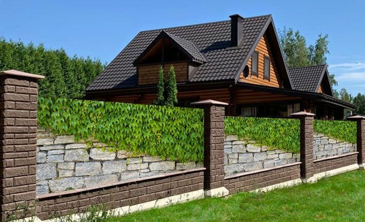 Фотосетка для забора и фасада 3 х 1 м с люверсами / Зелень и камни