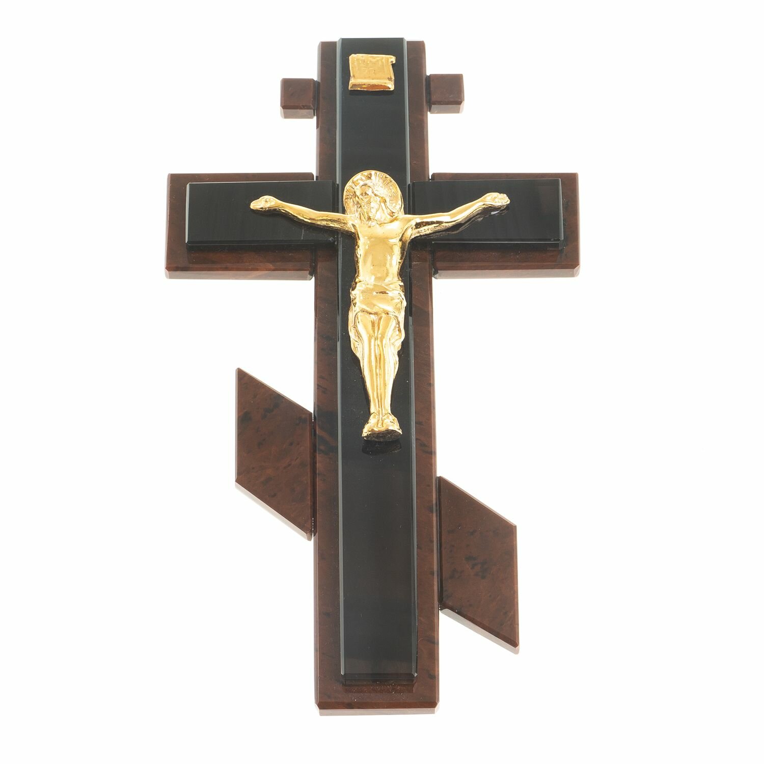 Крест настенный "Распятие" камень обсидиан 122920