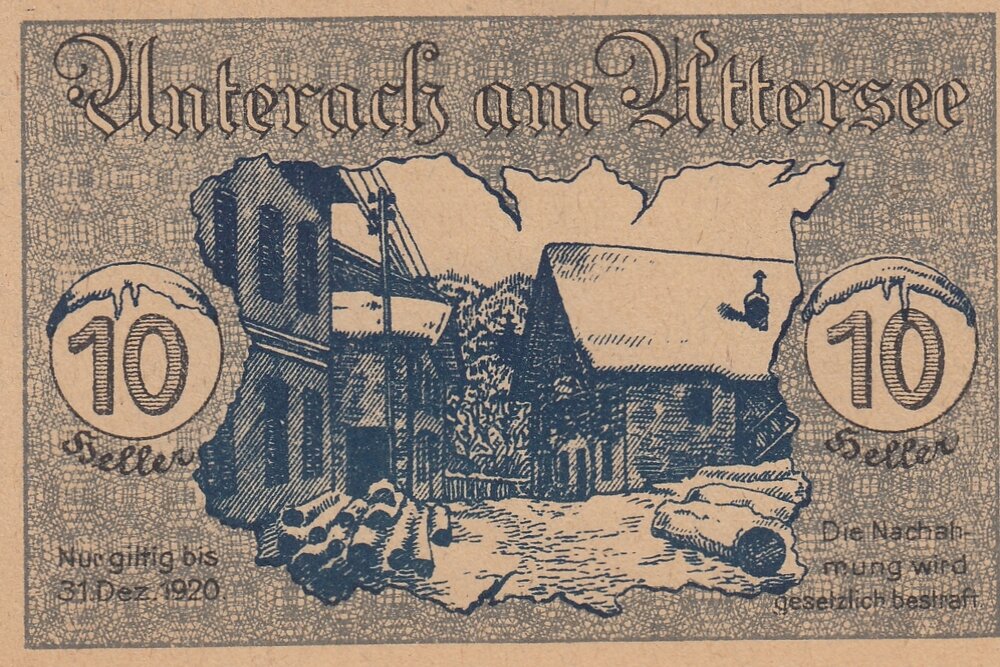 Австрия, Унтерах-ам-Аттерзее 10 геллеров 1914-1920 гг.