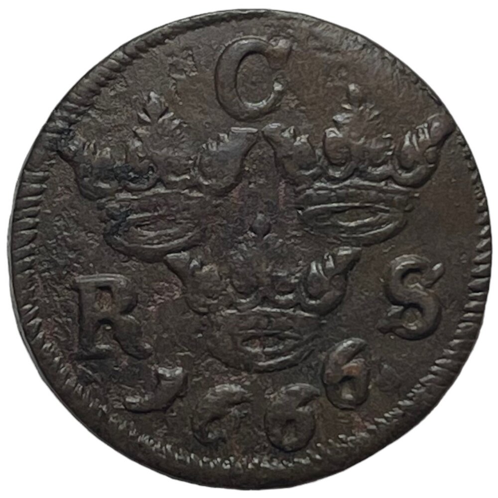 Швеция 1/6 эре (оре) 1666 г. (Sm)