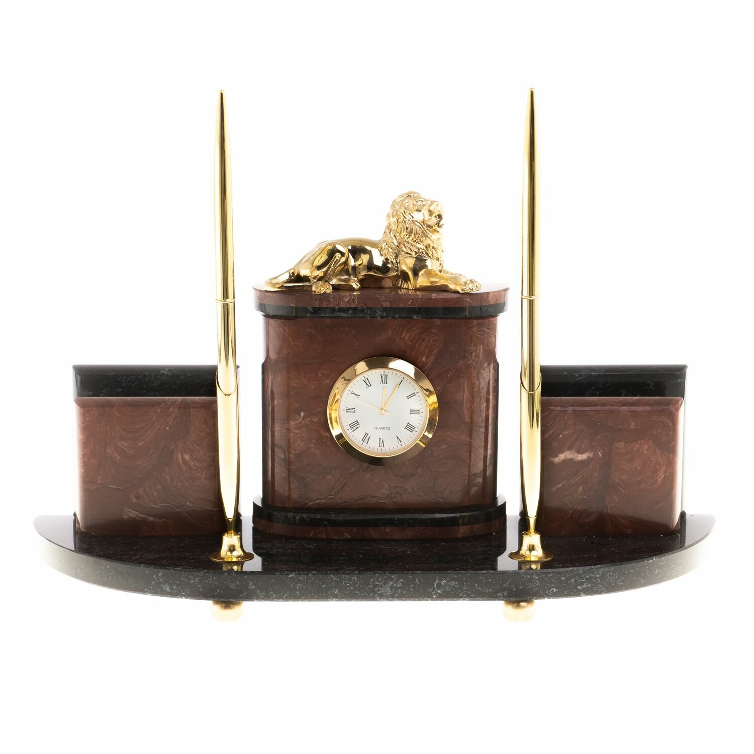 Письменный набор с визитницами "Лев" камень лемезит 124152