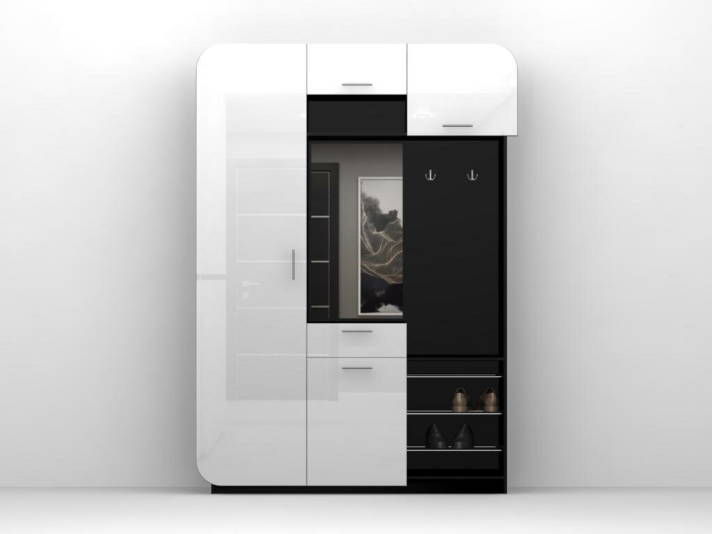 Прихожая Модерн-6 МДФ Белый для одежды с зеркалом 150*220*40