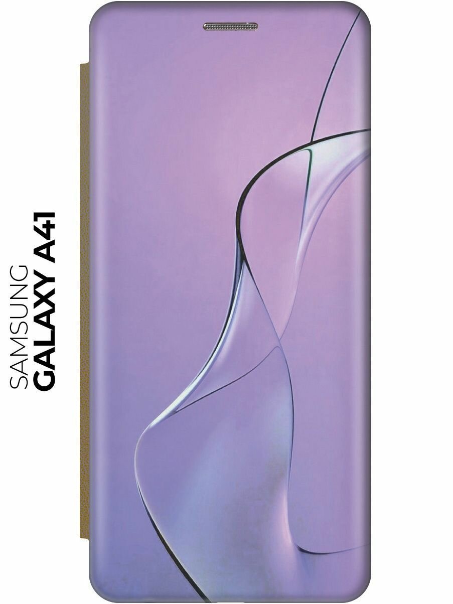 Чехол-книжка Сиреневый изгиб на Samsung Galaxy A41 / Самсунг А41 золотой