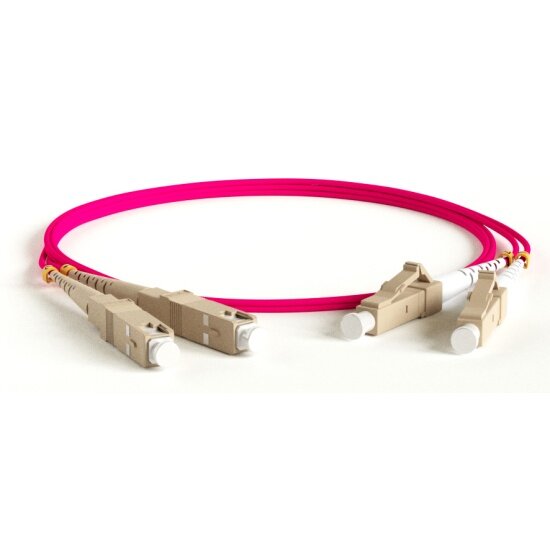 Патч-корд волоконно-оптический Hyperline FC-D2-504-LC/PR-LC/PR-H-2M-LSZH-MG MM 50/125(OM4), LC-LC, duplex, 10G/40G, LSZH, 2 м