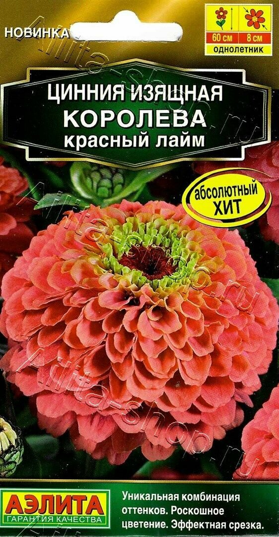 Семена Агрофирма аэлита "Цинния королева красный лайм", однолетние, 5 штук