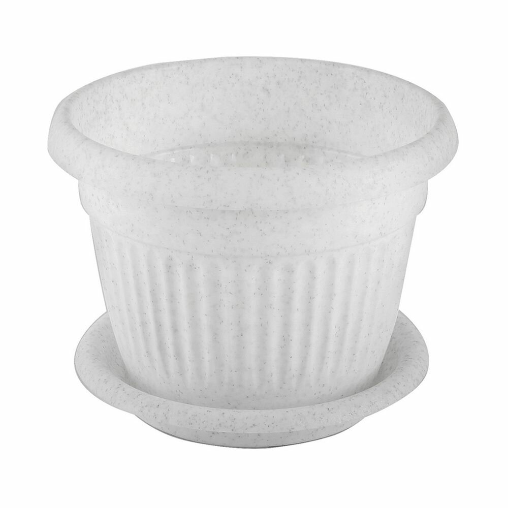 Горшок пластиковый Ливия белый мрамор d32 см h25 см 11 л