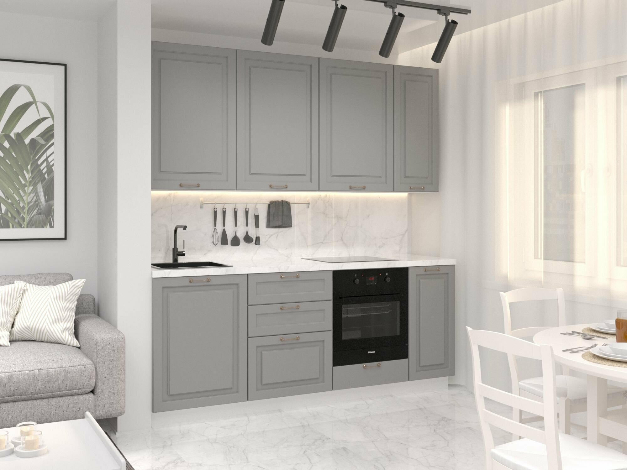 Кухонный гарнитур Ницца Графит, 2200 мм