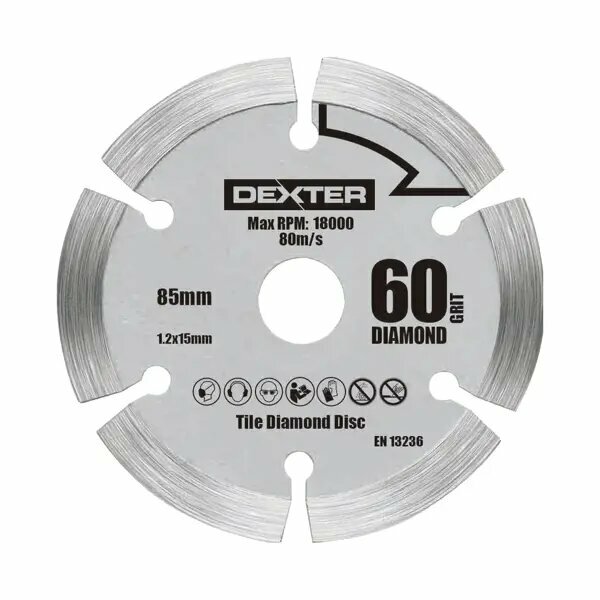 Диск алмазный по бетону и граниту Dexter HL-175 сегментный 85x15x1.8 мм