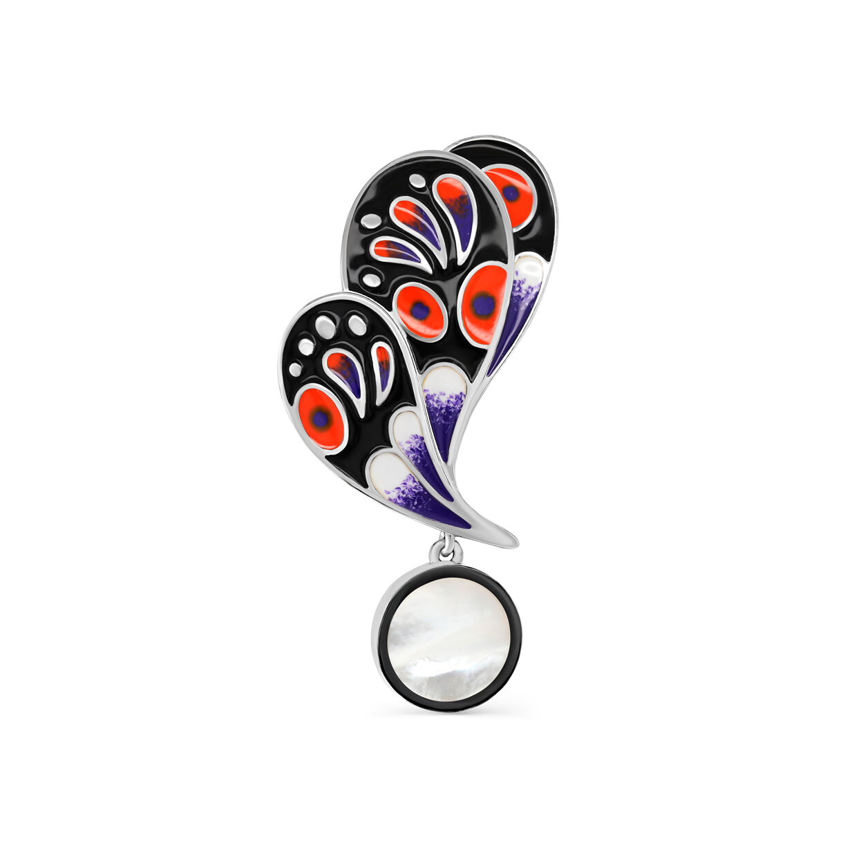 Брошь, серебро, 925 проба, перламутр