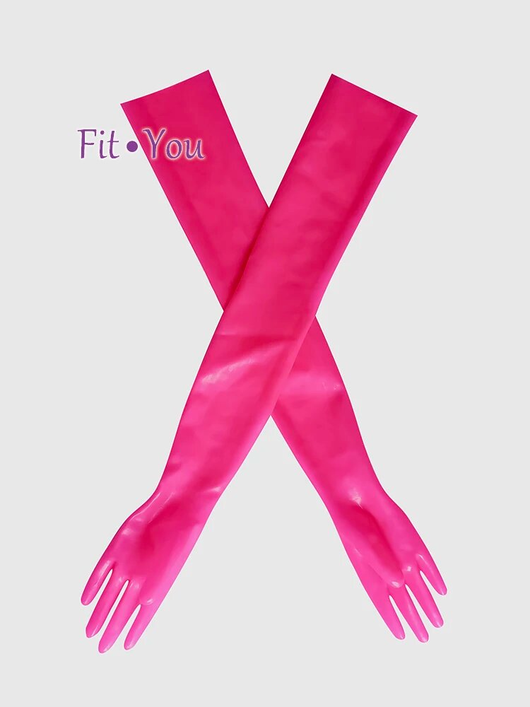 BEFITU Латексные перчатки женские длинные розово-розовые XL, Розовый, pink