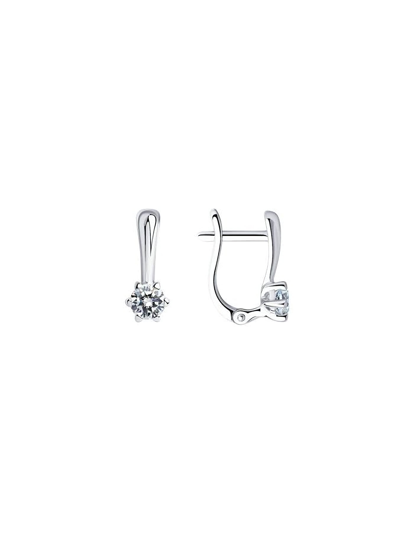 Серьги, серебро, 925 проба, родирование, фианит