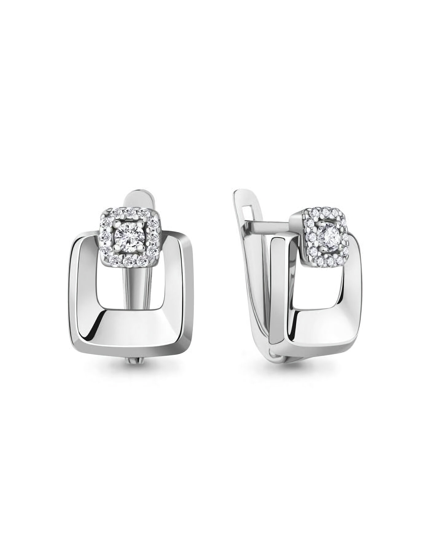 Серьги, серебро, 925 проба, родирование, фианит