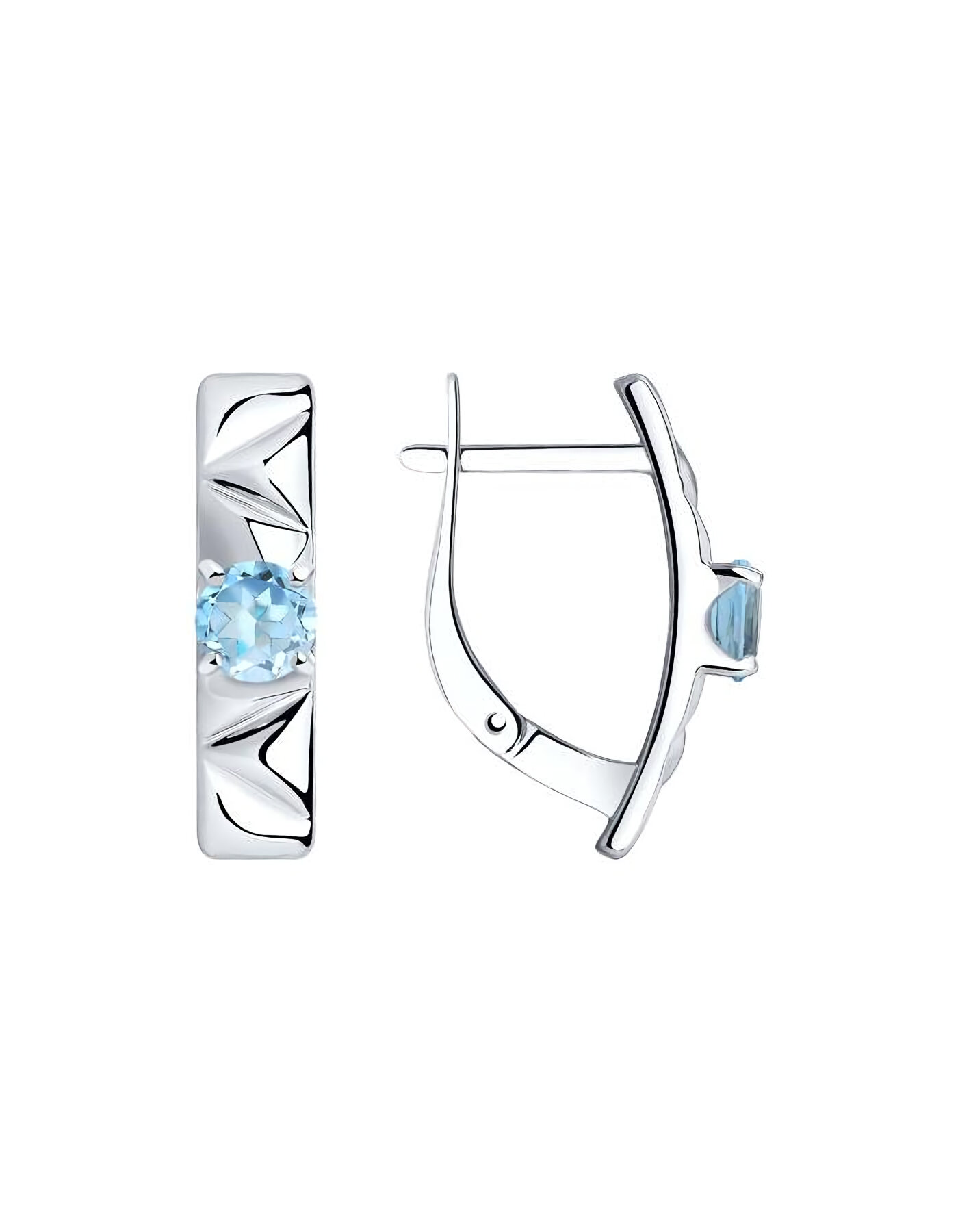 Серьги, серебро, 925 проба, родирование, топаз