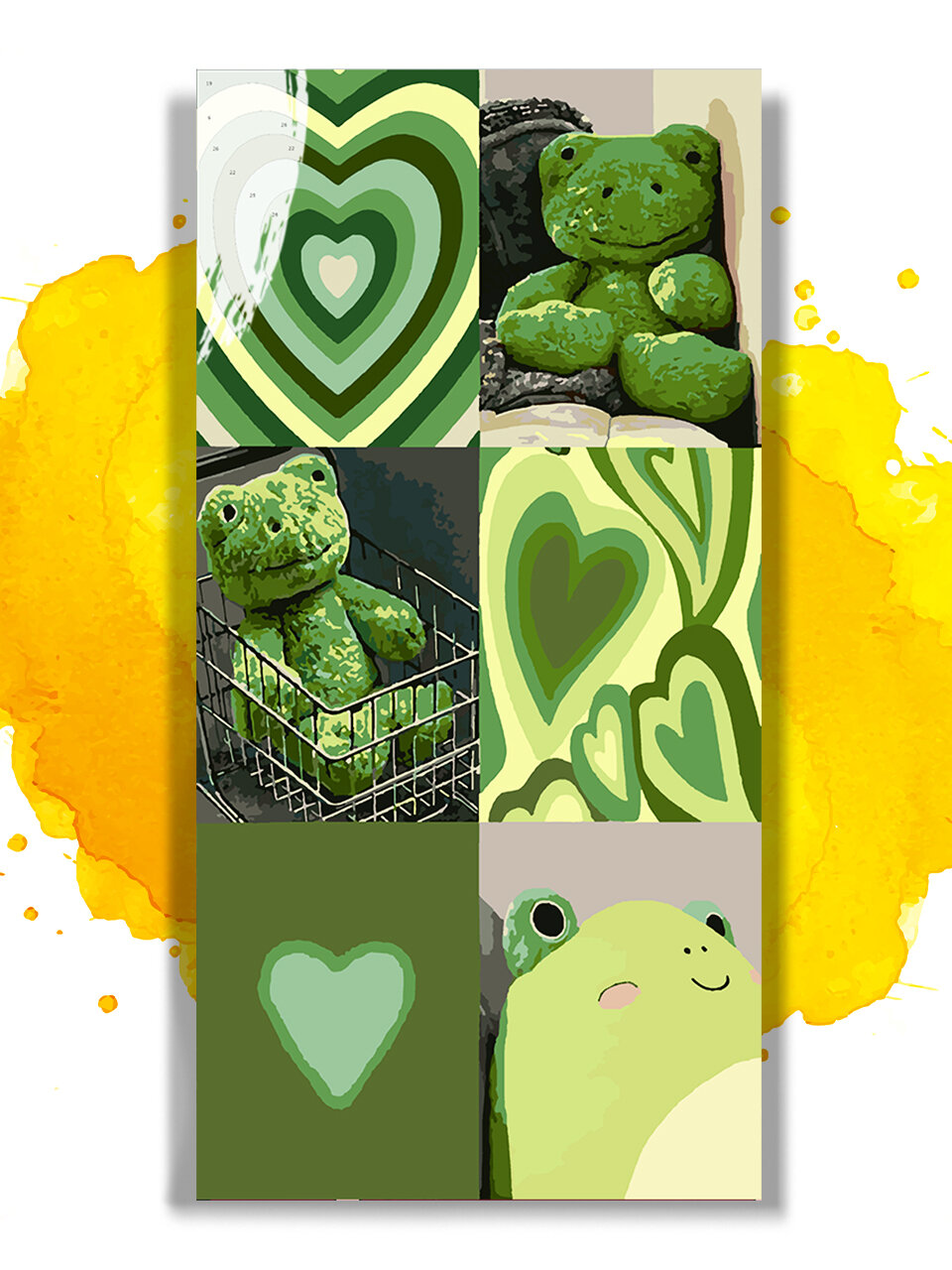 Картина по номерам на холсте Лягушки коллаж, 30 х 60 см