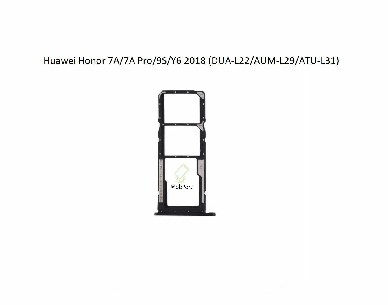 Держатель SIM для Huawei Honor 7A/7A Pro/9S/Y6 2018 (DUA-L22/AUM-L29/ATU-L31), Черный (Сим Лоток)