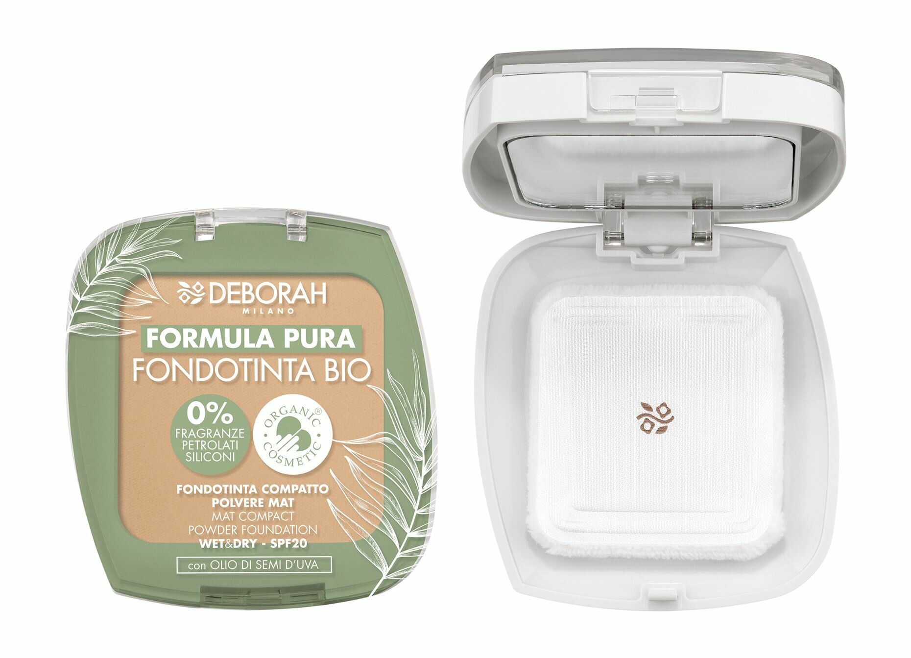 DEBORAH MILANO Тональная пудра-основа Formula Pura Fondontinta Bio, 9 г, 02 Натуральный