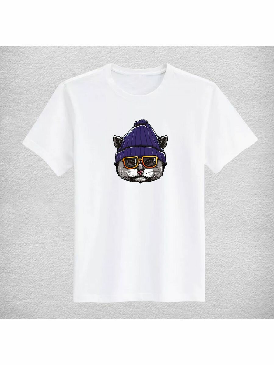 Футболка кот в шапке