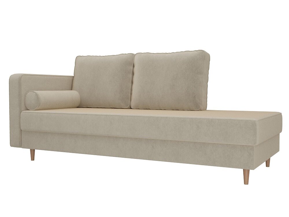 Прямой диван тахта Прайм Бежевый Микровелюр, 215х87х90 см, с ящиком для белья