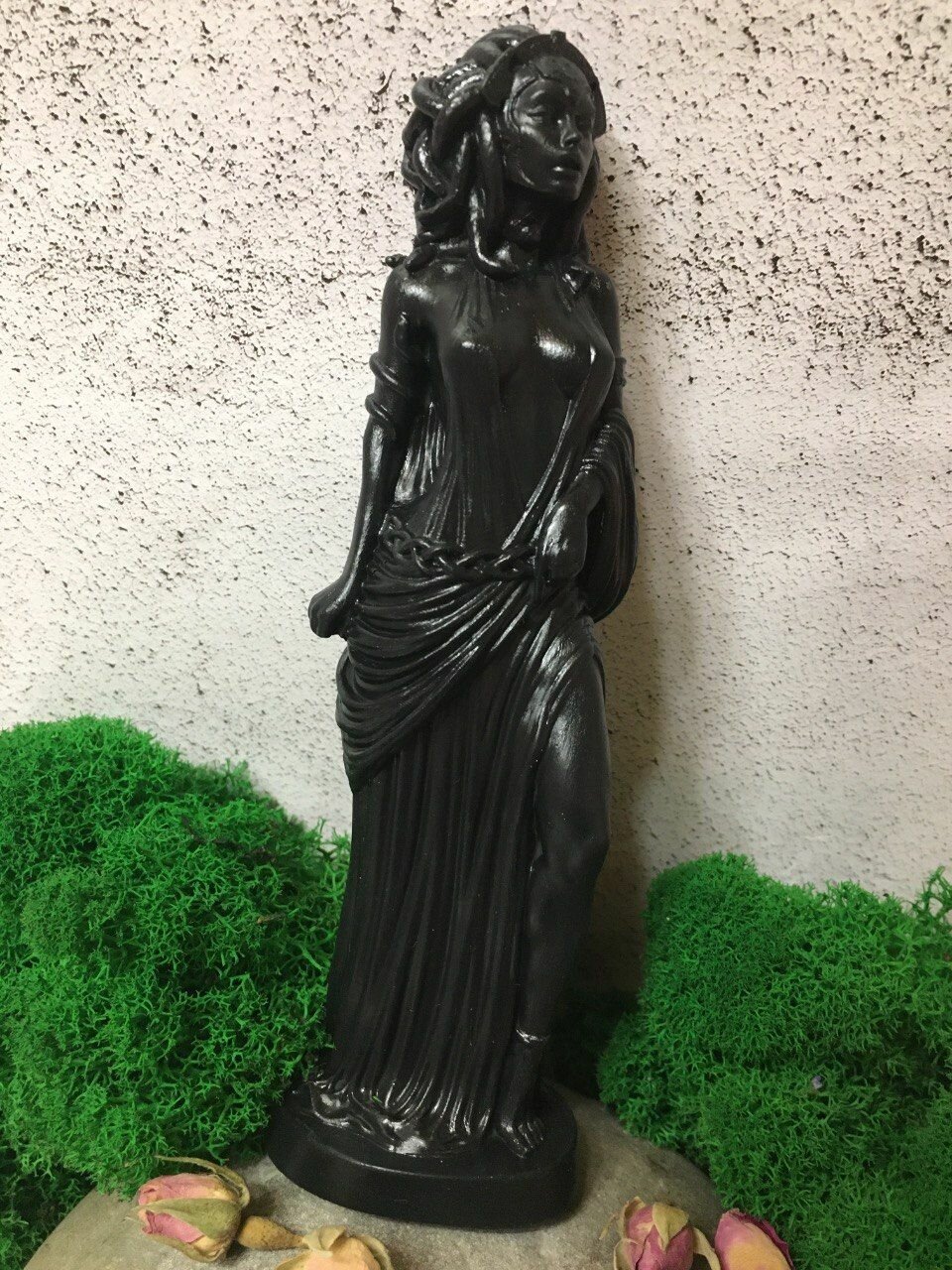 Статуэтка из гипса коллекционная "Медуза Горгона", 17см, черный глянец