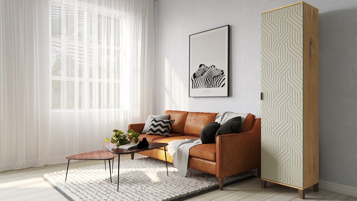 Шкаф распашной МебельЛэнд24 Марвин Йорк - 1 Сантьяго 50x40x210 серый для одежды однодверный