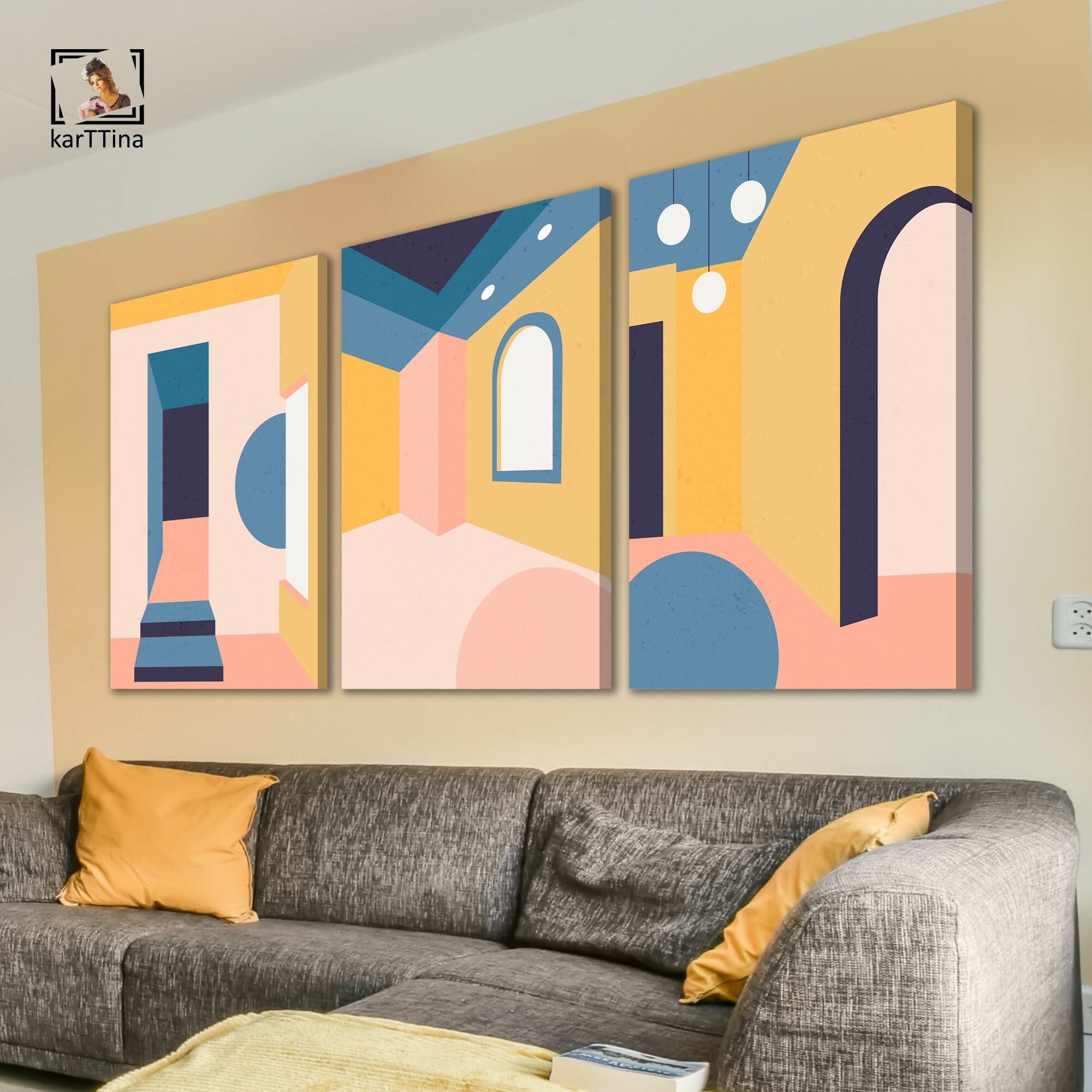 Картина на стену, интерьерная "Абстрактная архитектура", 150 см х 70 см