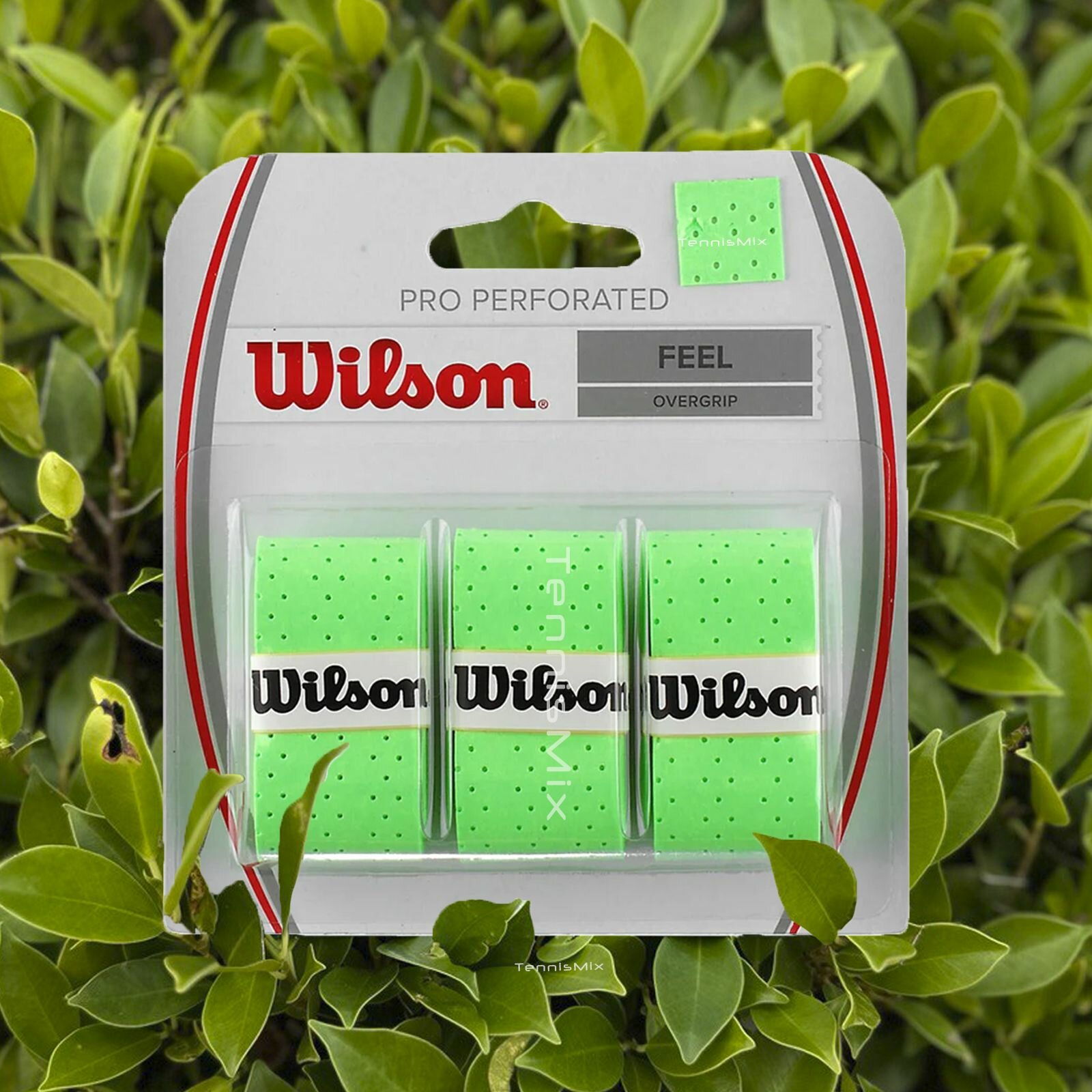 Намотка для теннисной ракетки 3шт Wilson PRO Perforated Овергрип липкий впитывающий с перфорацией (Зеленый)