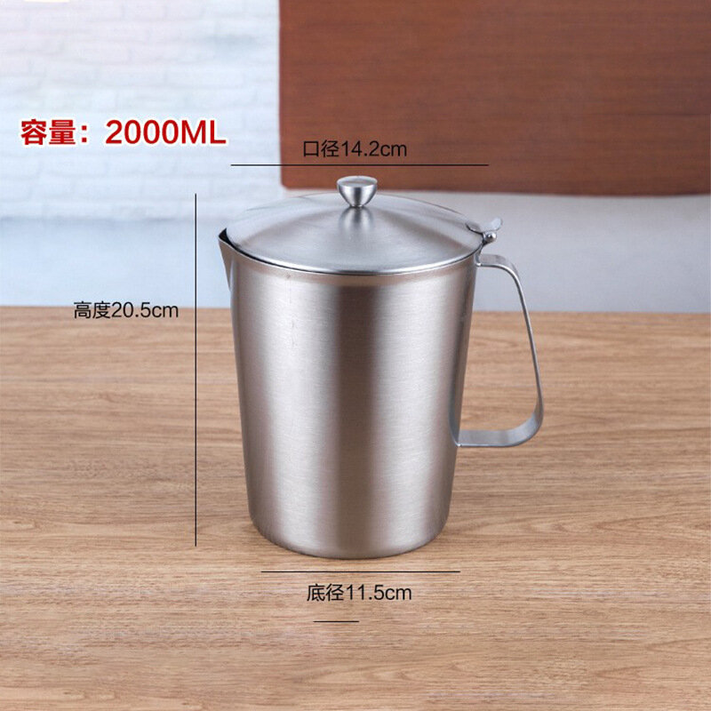 Утолщенный мерный стакан из нержавеющей стали 304, 2000 мл, для молока, чая, кофе, с шкалой, 2 л, лабораторный стакан, такой же, как лабораторный