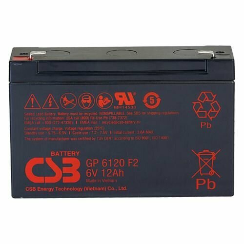 Аккумуляторная батарея CSB GP6120 для ИБП 6В, 12Ач