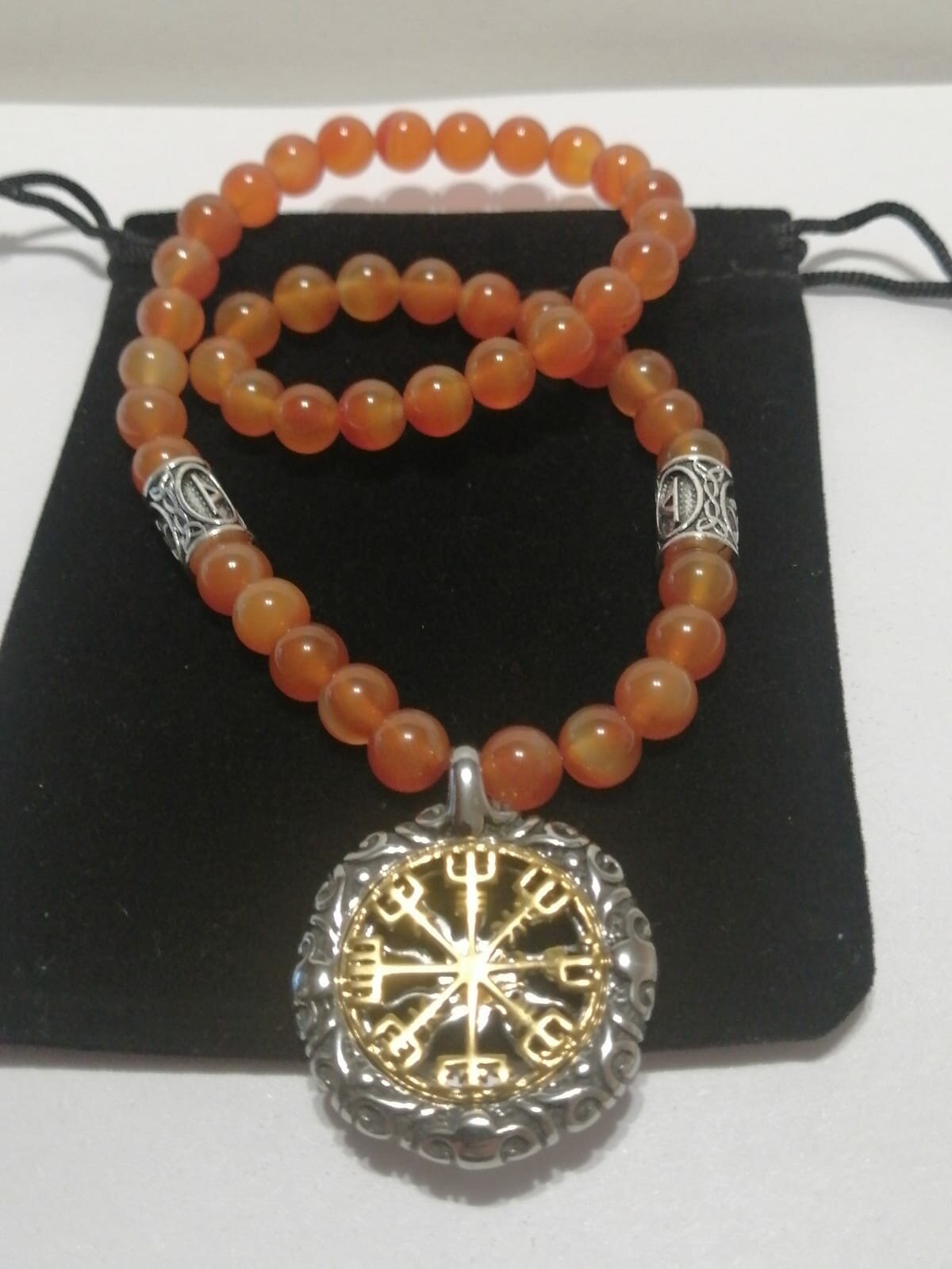 Автомобильные четки "Дорожный оберег" из камня сердолик, 45 бусин