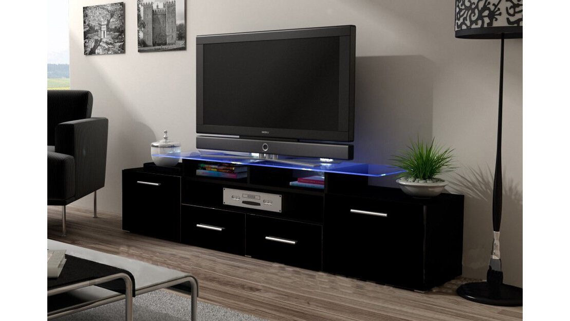 ТВ-тумба Европа Черный 190 NEW 194x39x50 см, GOODFORM