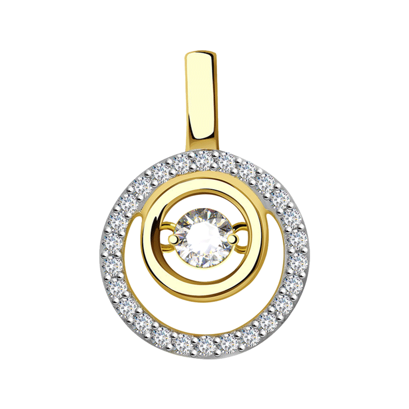 Подвеска Diamant online, желтое золото, 585 проба, фианит