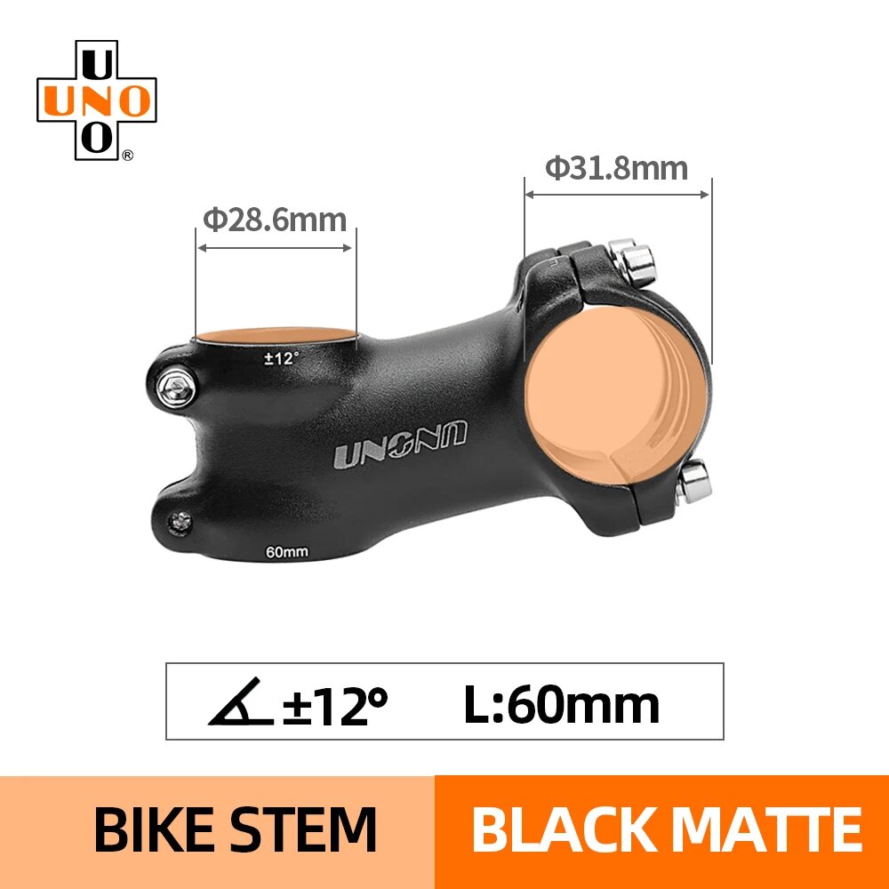 UNO Вынос руля MTB матовый черный 31,8 мм 60-130 мм Черный, 31.8x60mm stem 12