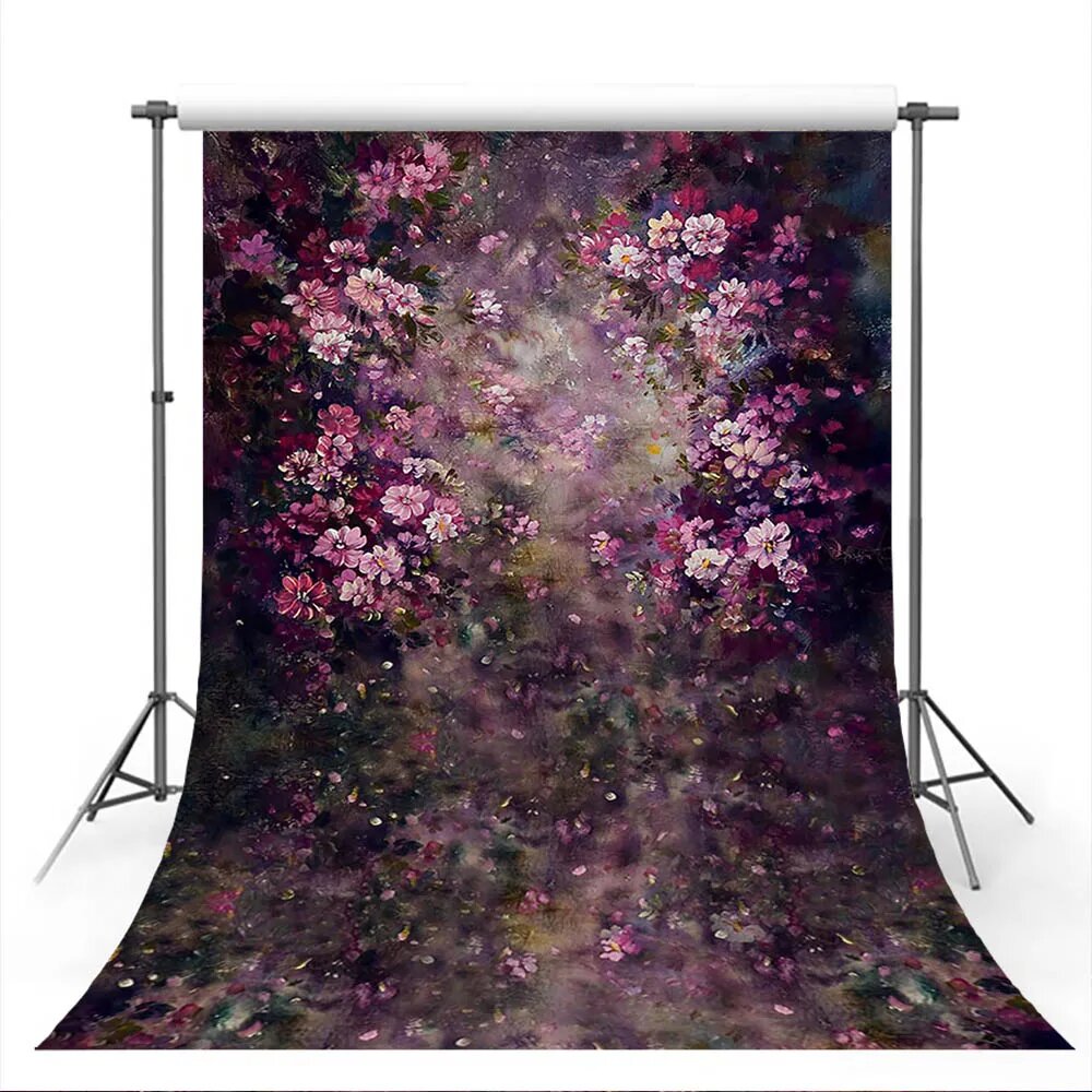Фотофон цветочный винтажный, 100x150 см, фиолетовый