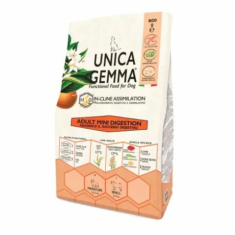 (1 ШТ.) 800 гр, UNICA GEMMA, Adult, Mini (Digestion) Корм сухой, для взрослых собак, мелких пород, для решения с пищеварением