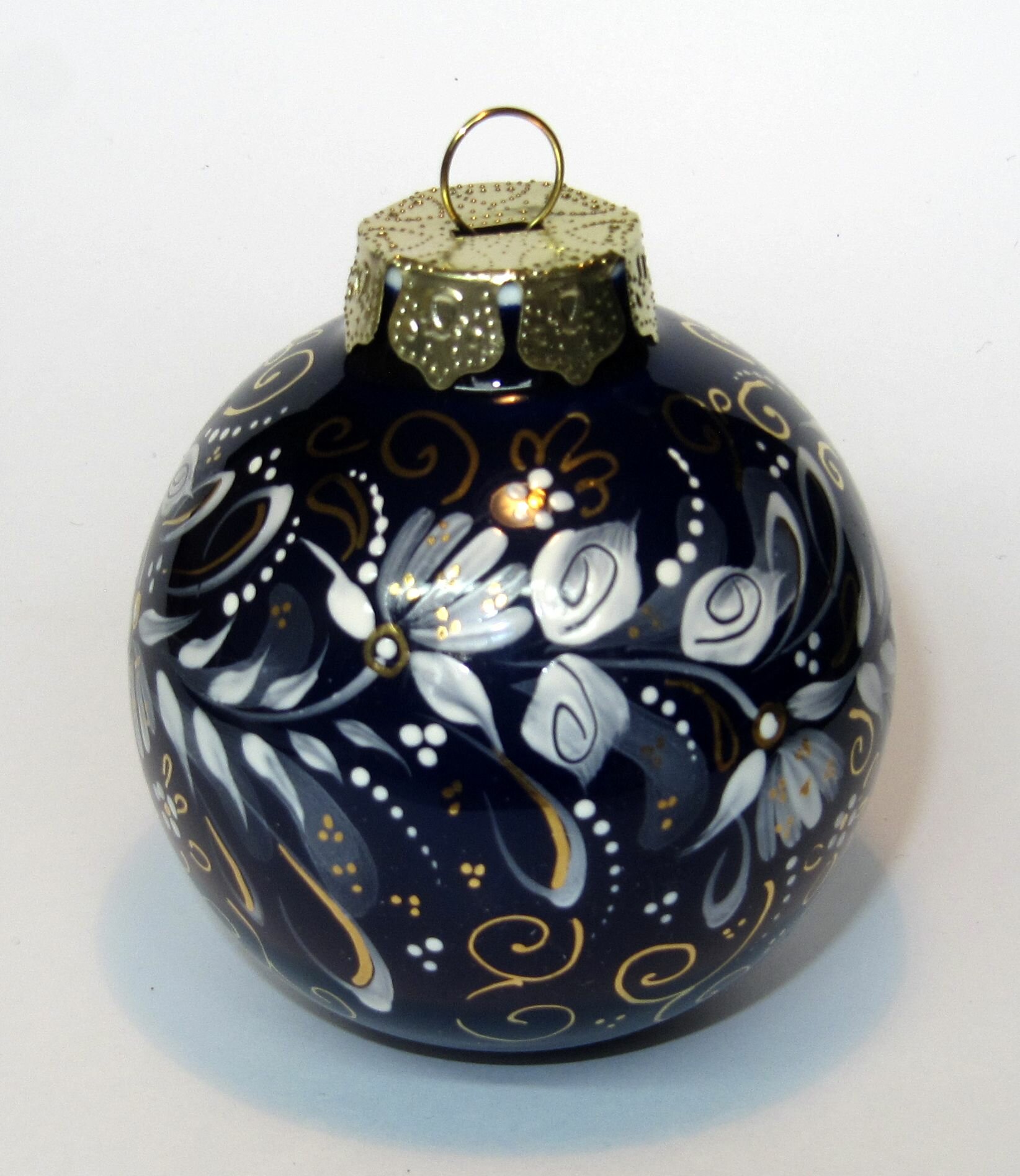 Елочный новогодний фарфоровый шар. Ручная роспись Россия.