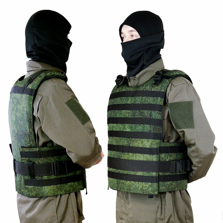 Бронежилет 5 класса (Бр4) с плитами и боковой защитой (зеленый пиксель).