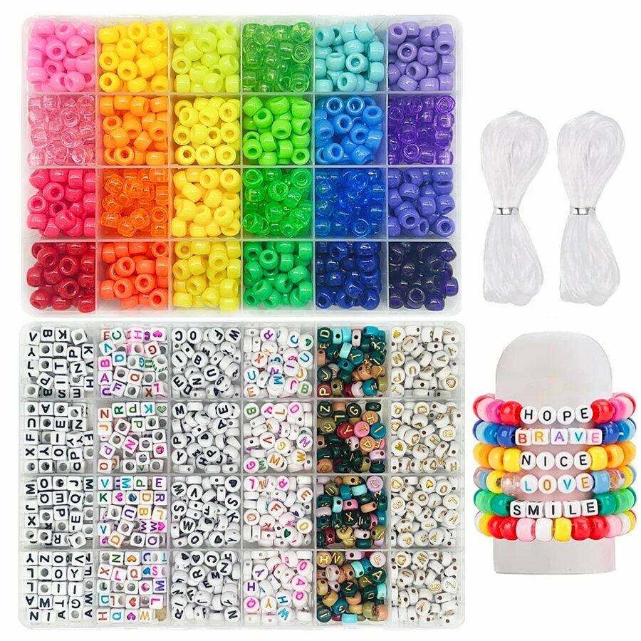 Набор бусин для браслетов Kandi 980 шт 24 and Letter Beads