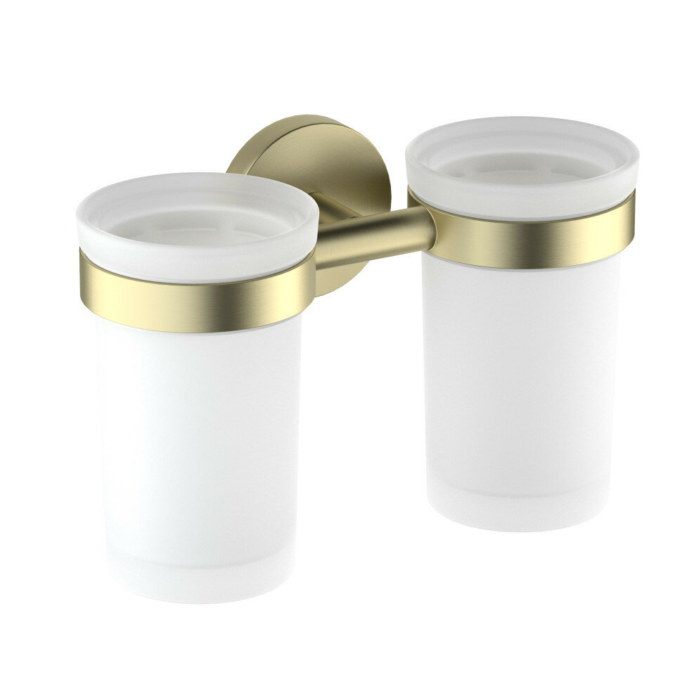 Стакан для зубных щеток SCHEIN стекло двойной к стене мат. золото (9132BG)