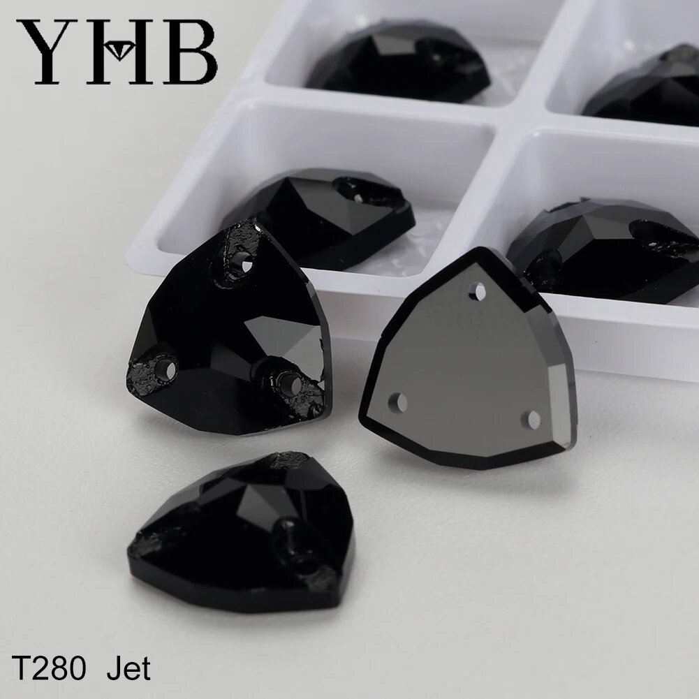 Стразы YHB Siam Crystal AB для пошива Черный, 28pcs 12mm, T280 Jet