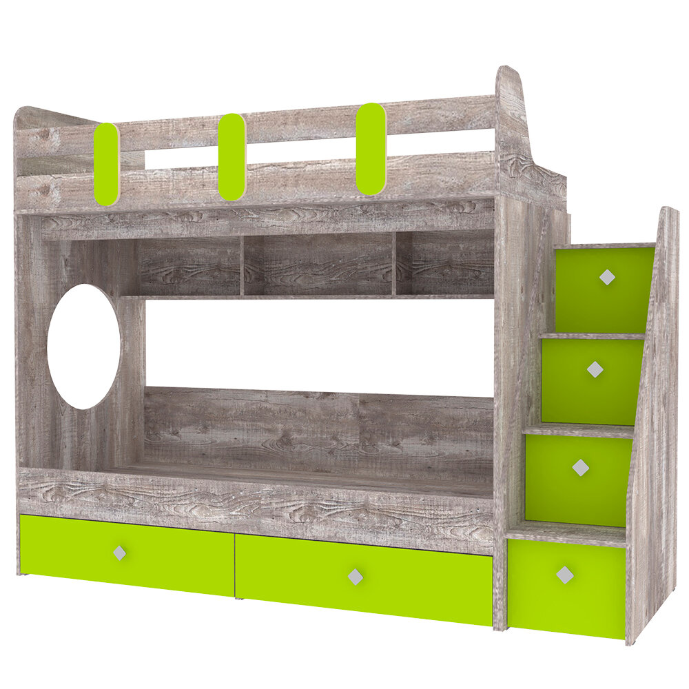 Двухъярусная кровать Фортуна-2 80x180 Бетон Лайм