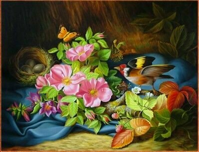 Ткань для вышивки лентами (лентами не комплектуется) Каролинка 25х35см