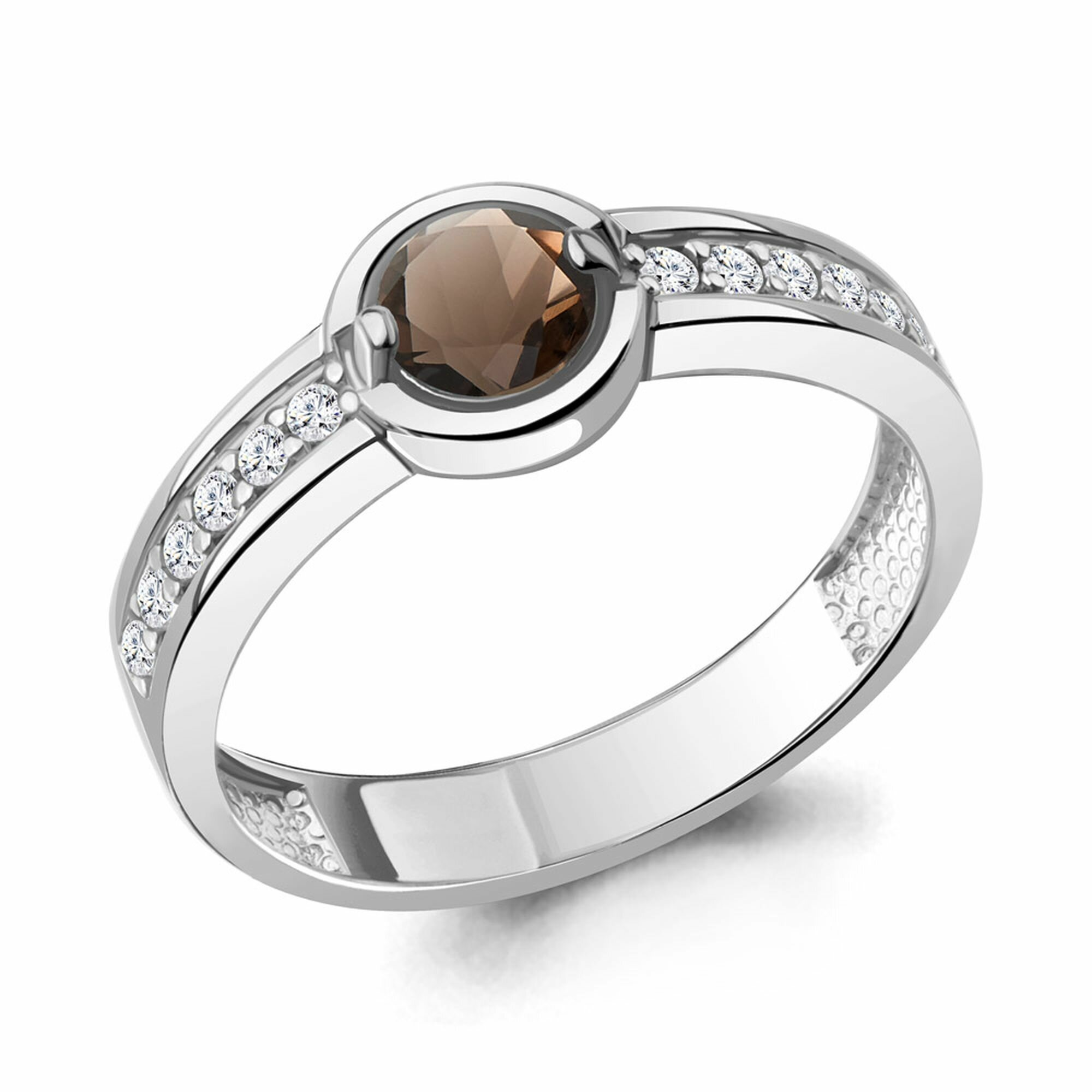 Кольцо Diamant online, серебро, 925 проба, родирование, фианит, кварц