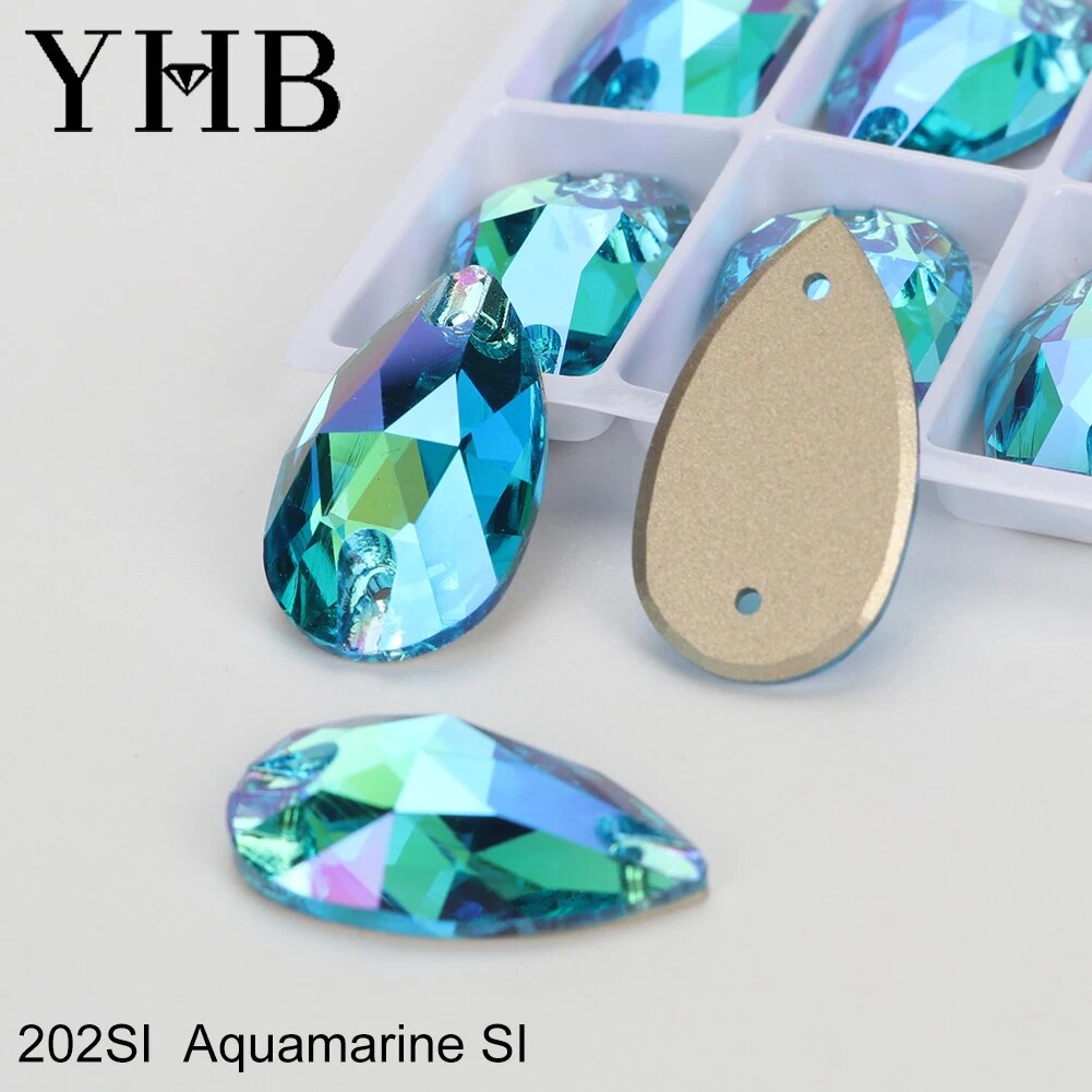 Стразы YHB 202SI Aquamarine SI, 10mm 14mm, 36шт