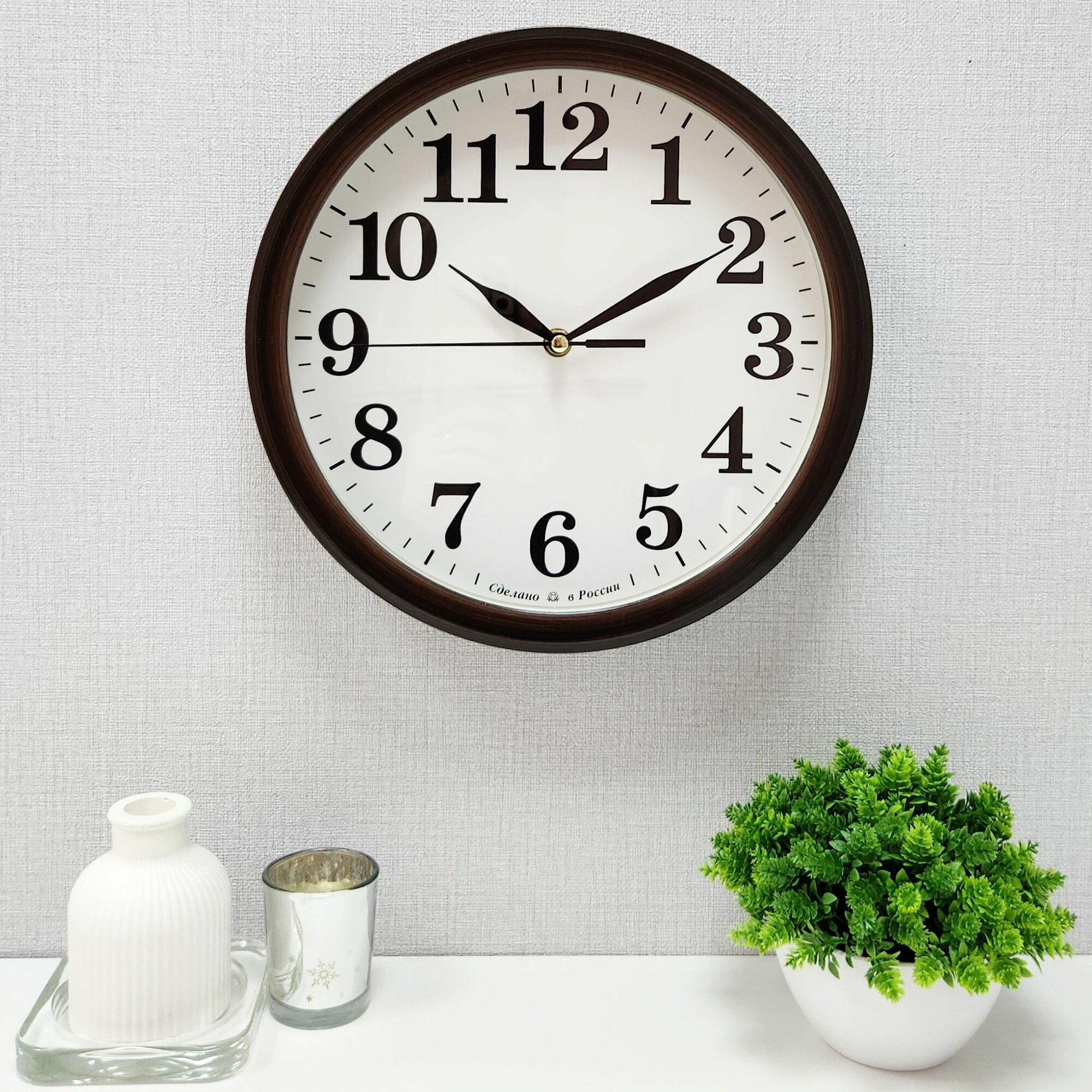 Часы настенные Алмаз венге бесшумные большие на кухню спальню офис B98