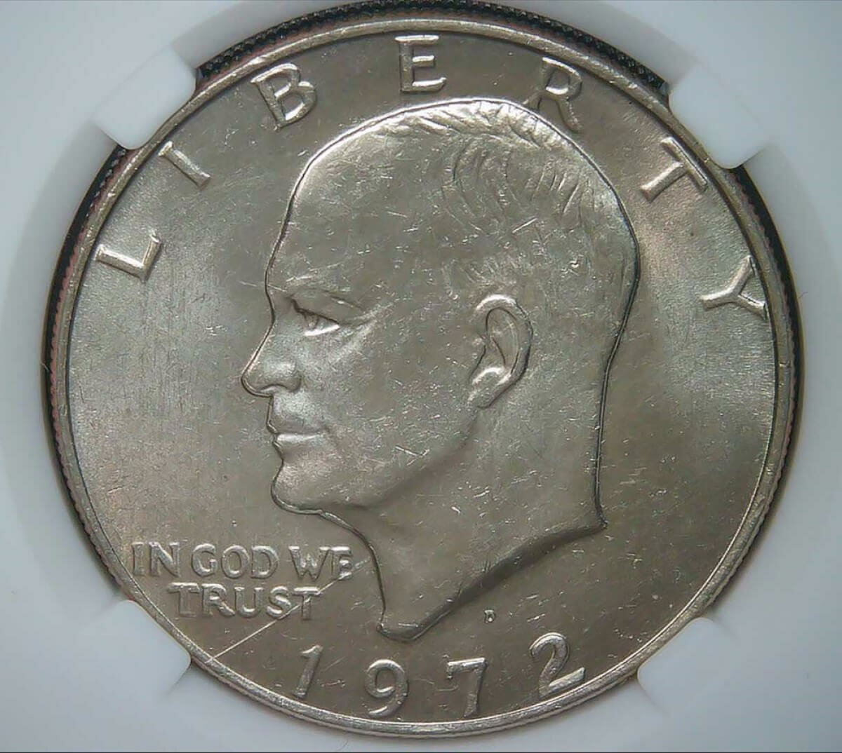 США 1 доллар (dollar) 1972 D "Эйзенхауэр" в слабе DNC (MS64)