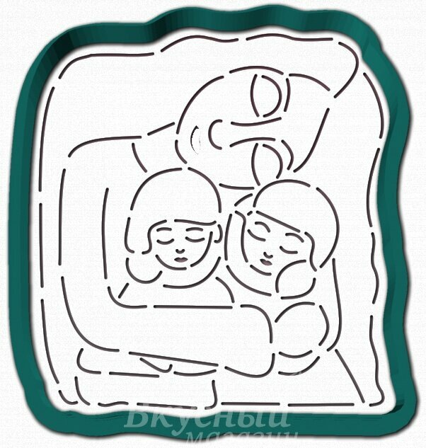 Трафарет для мастики/марципана Тепло маминых рук 10,1 см. с вырубкой Lubimova (Набор из 3 шт.)
